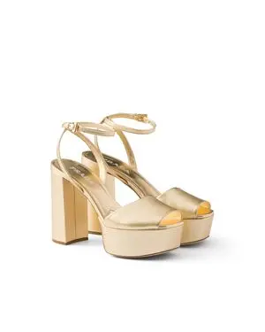 Prada Mordoré Nappa Leather Platform Sandals - Gold/silver