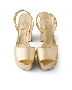 Prada Mordoré Nappa Leather Platform Sandals - Gold/silver