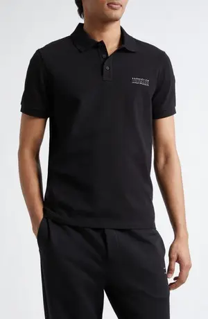Moncler Logo Cotton Polo - Black