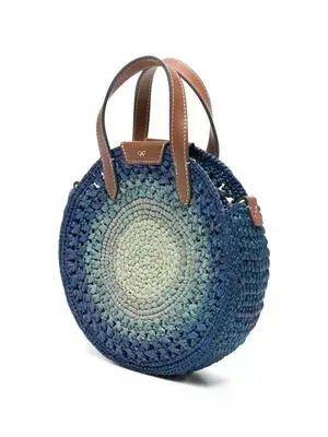 ANYA HINDMARCH Small Round Raffia Tote Bag - Blue