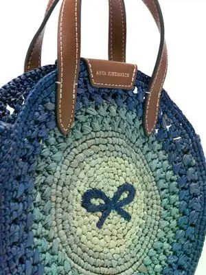 ANYA HINDMARCH Small Round Raffia Tote Bag - Blue