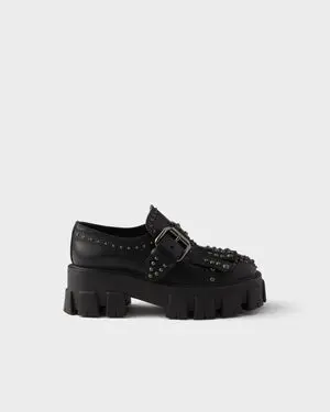 Prada Monolith Studded Leather Loafers