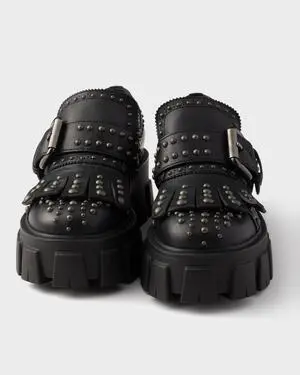 Prada Monolith Studded Leather Loafers