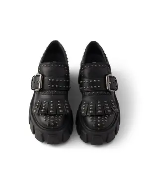 Prada Monolith Studded Leather Loafers