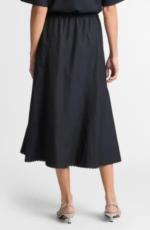 Vince A-line Cotton Midi Skirt - Eclipse