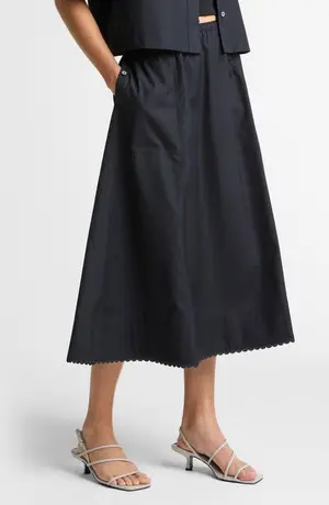 Vince A-line Cotton Midi Skirt - Eclipse