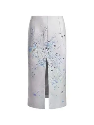 MIA PECULIAR Brocade Midi Skirt With Split Hem