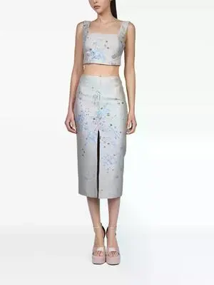 MIA PECULIAR Brocade Midi Skirt With Split Hem