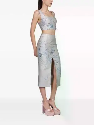 MIA PECULIAR Brocade Midi Skirt With Split Hem