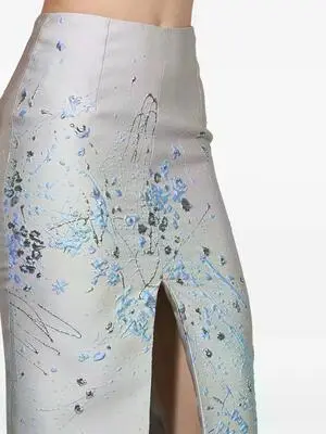 MIA PECULIAR Brocade Midi Skirt With Split Hem