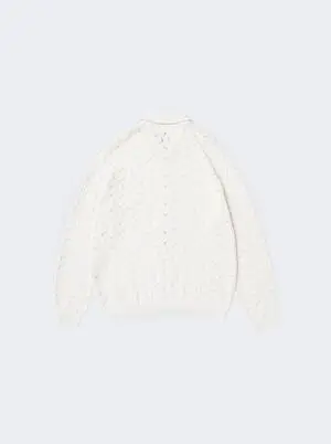 VOWELS Eyelet Knitted Zip-up Sweater