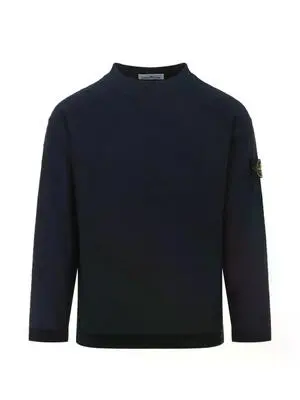 Stone Island Logo Patch High Neck Sweatshirt - Blue