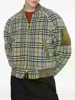 Burberry Reversible Nylon Bomber Jacket With Check Fleece