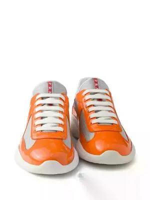 Prada America's Cup Sneakers In Patent Leather And Technical Fabric - Orange