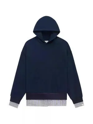WE-AR4 Cotton Hoodie With Ribbed Detailing - Blue