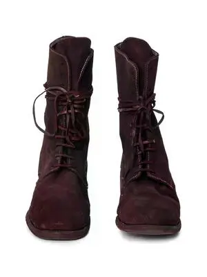 Guidi Burgundy Suede Lace-up Boots
