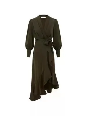Zimmermann Midi Wrap Dress - Green