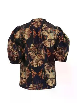 Ulla Johnson V-neck Floral-print Blouse - Black