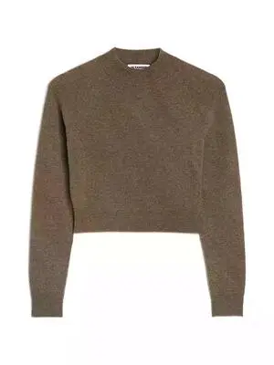 JIL SANDER Cropped Crewneck Sweater - Brown