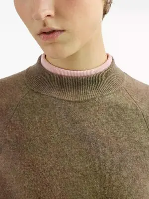 JIL SANDER Cropped Crewneck Sweater - Brown