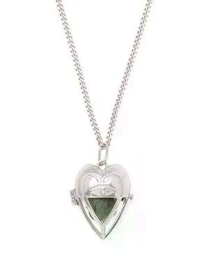 CAPSULE ELEVEN Heart-pendant Emerald Necklace - Silver