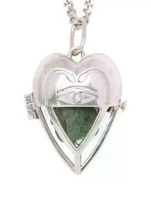 CAPSULE ELEVEN Heart-pendant Emerald Necklace - Silver