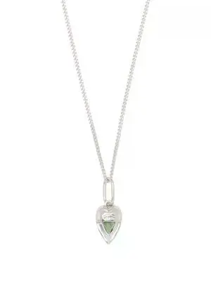 CAPSULE ELEVEN Heart-pendant Emerald Accent Necklace - Silver