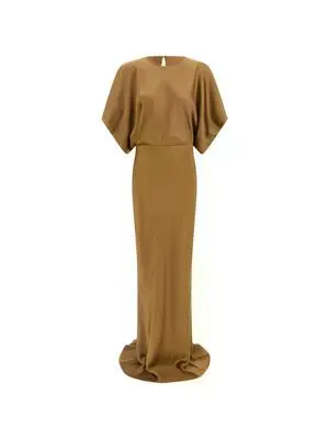 Norma Kamali Draped-sleeves Maxi Dress - Neutrals