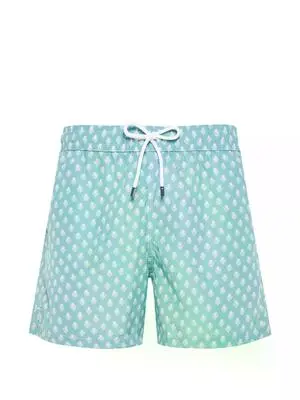 Fedeli Printed Swim Shorts - Blue