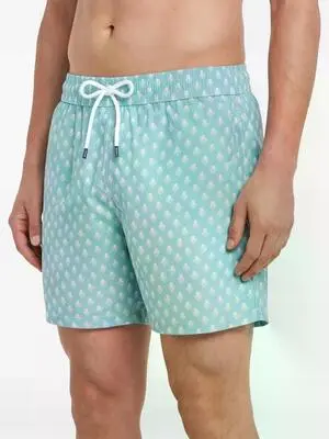 Fedeli Printed Swim Shorts - Blue