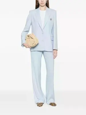 Maje Light Double-breasted Blazer With Removable Brooch