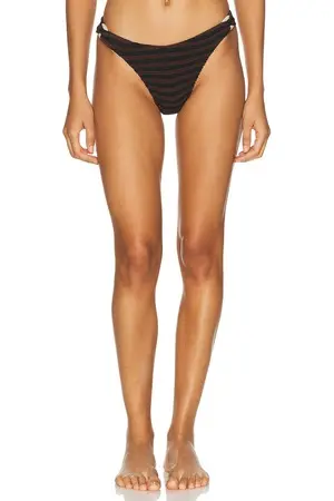 Bond Eye Ring Scene Bikini Brief - Carob & Black Dot Stripe