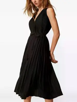 TWINSET Crêpe De Chine And Poplin Maxi Dress With V-neck And Belt