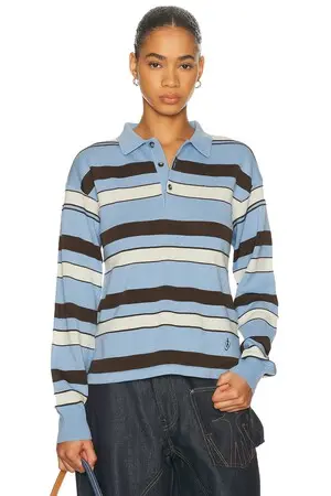 JW Anderson Knitted Rugby Polo Sweater - Misty Blue