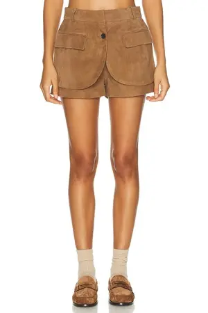 Monse Deconstructed Leather Short - Tan