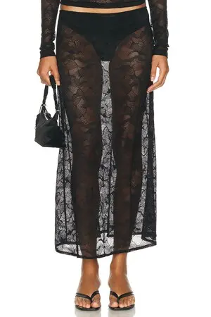 Éliou Matilde Lace Skirt - Black Hibiscus Lace