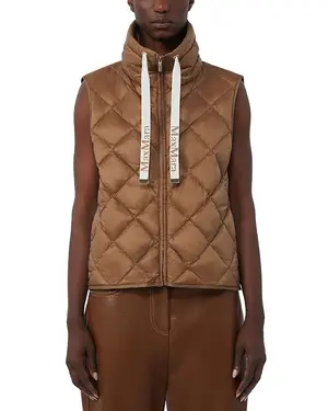 Max Mara Padded Quilted Down Vest - Caramel