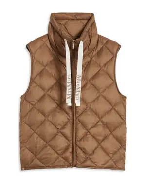 Max Mara Padded Quilted Down Vest - Caramel