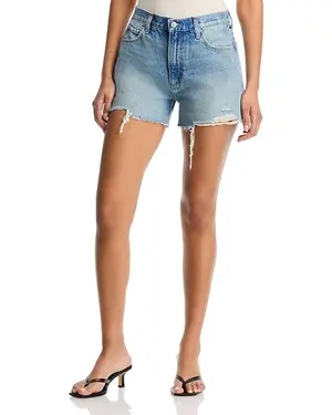 Paige Archie Raw Hem Denim Shorts - Foret
