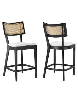 MODWAY Caledonia Wood Counter Stools, Set Of 2 - Black / White