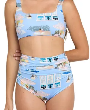 HERMOZA High Waisted Ruched Bikini Bottom - Coast In Coast