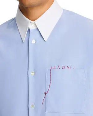 Marni Contrast Collar Boxy Fit Casual Button Down Shirt