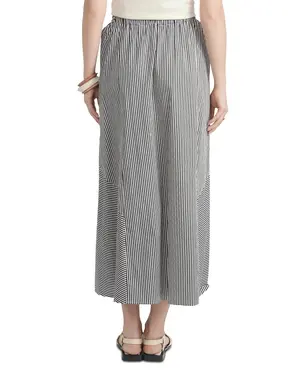 POINT Striped Poplin Skirt - Navy Stripe