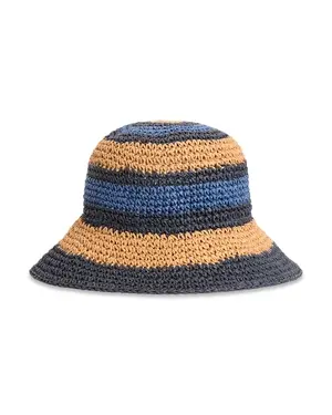Barbour Crocheted Bucket Hat - Indigo/tan