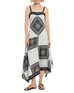Lyssé Sarai Handkerchief Asymmetric Dress - Halftone Scarf