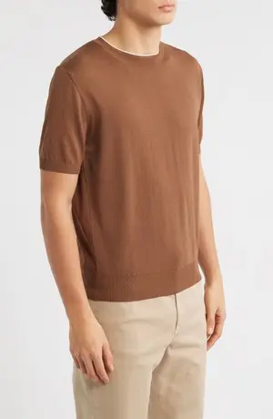 Canali Short-sleeve Cotton Crewneck Sweater