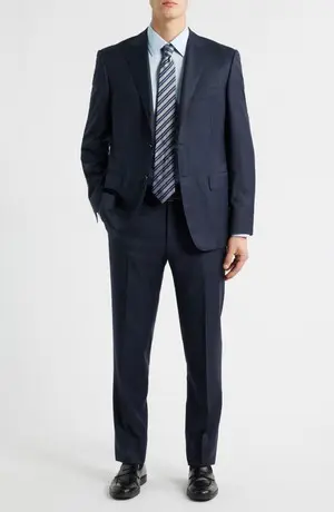 Canali Siena Regular Fit Super 130s Wool Suit - Navy