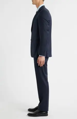 Canali Siena Regular Fit Super 130s Wool Suit - Navy