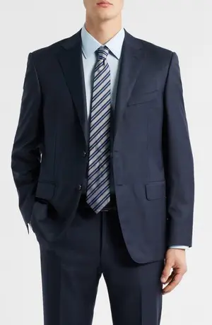 Canali Siena Regular Fit Super 130s Wool Suit - Navy