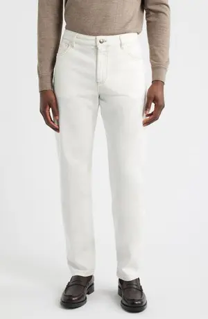 Canali Garment Dyed Bull Denim Jeans - White